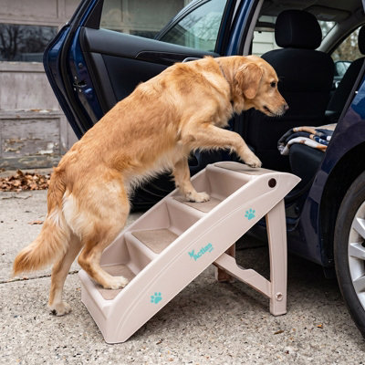Lightweight Folding Pet Stairs Beige