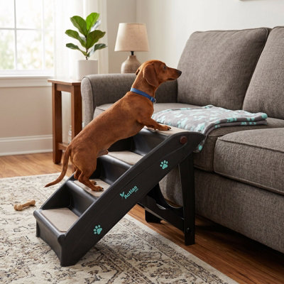 Lightweight Folding Pet Stairs Black