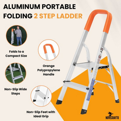 Lightweight Small Step Ladder 2 step 88cm High, Compact Portable ...