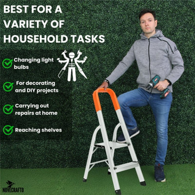 Lightweight Small Step Ladder 2 step 88cm High, Compact Portable ...