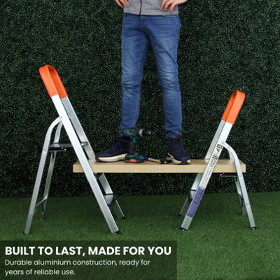 Lightweight Small Step Ladder 2 step 88cm High, Compact Portable ...