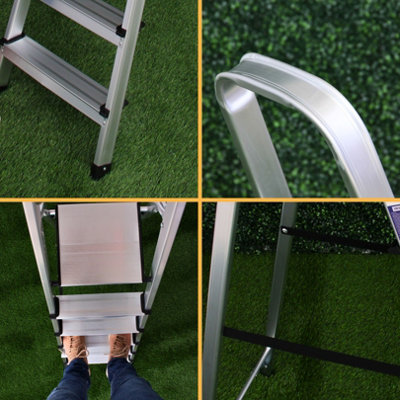 Lightweight Step Ladders 6 Step 167 cm - Heavy Duty Tall Folding Ladder ...