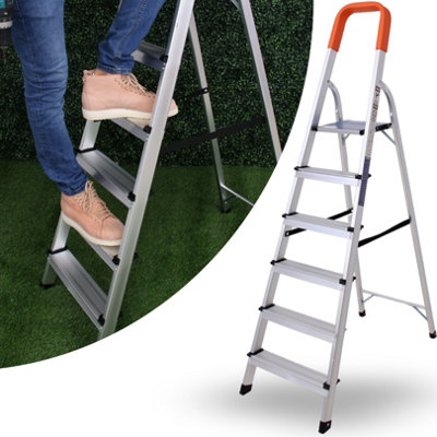 Lightweight Step Ladders 6 Step 167 cm, Max Load 150 kg - Compact ...