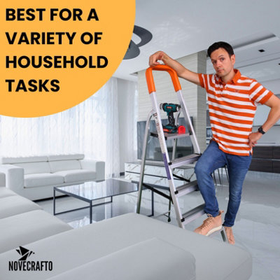 Lightweight Step Ladders 6 Step 167 cm, Max Load 150 kg - Compact ...