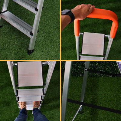 Lightweight Step Ladders 6 Step 167 cm, Max Load 150 kg - Compact ...