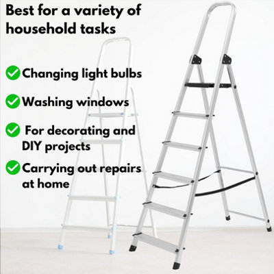Lightweight Step Ladders 6 Step 181cm Max Load 150 kg - Compact ...