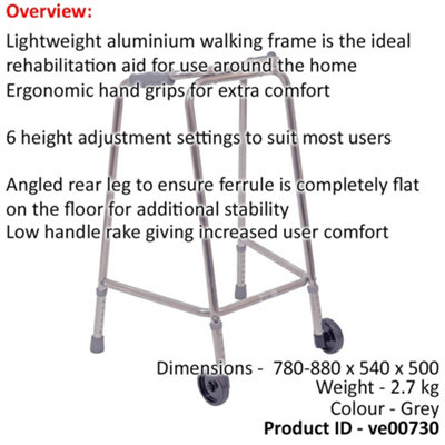 Lightweight Ultra Narrow Walking Frame with Wheels - 490mm Width ...