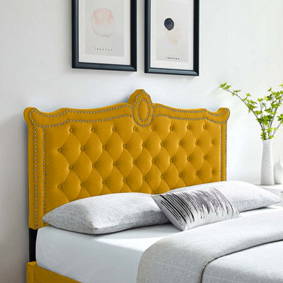 Lika Plush 26 inch Strutted Headboard - Mustard