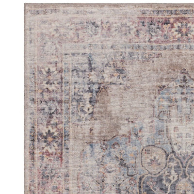 Lila Traditional Abstract Bordered Floral Persian Rug for Living Room ...