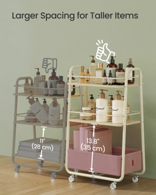 LILEA Collection - Storage Trolley with Fabric Basket, 3-Tier Rolling ...
