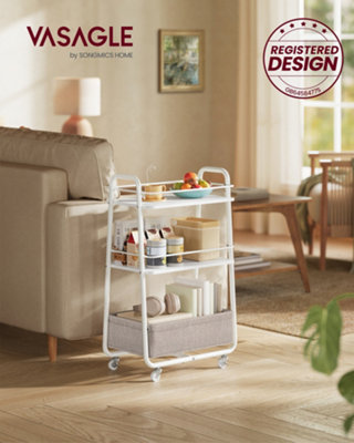 LILEA Collection - Storage Trolley with Fabric Basket, 3-Tier Rolling ...