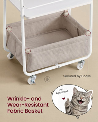 LILEA Collection - Storage Trolley with Fabric Basket, 3-Tier Rolling ...