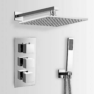 Lilly 3 Dial 2 Way Square Concealed Thermostatic Mixer Valve, Handset ...