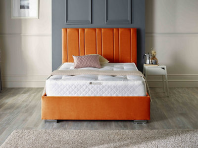 Lilly Panel Upholstered Soft Touch Burnt Orange Bed Frame