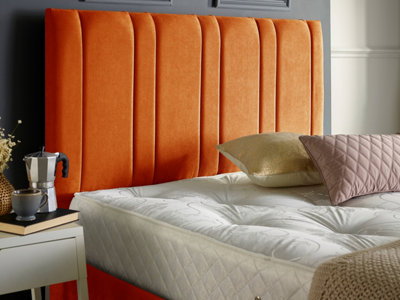 Lilly Panel Upholstered Soft Touch Burnt Orange Bed Frame