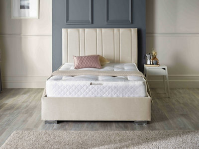 Lilly Panel Upholstered Soft Touch Coconut Cream Bed Frame
