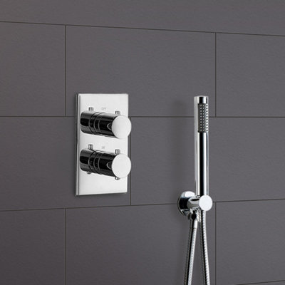 Lily 2 Dial 1 Way Round Concealed Thermostatic Mixer Valve & Pencil ...
