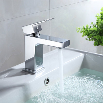 Lima Cube Square Single Lever Quarter Turn Basin Mono Mixer Tap & Waste ...