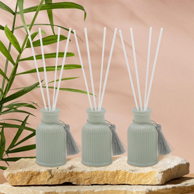 Lime, Basil & Mandarin Vintage Ribbed Glass Reed Diffusers Set of 3 Gift Set | DIY at B&Q