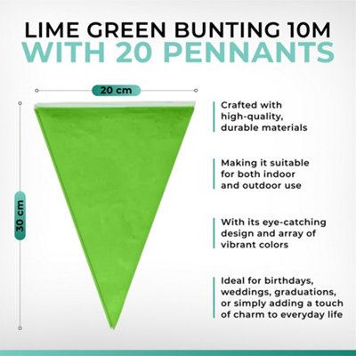 Lime Green Bunting 10m with 20 Pennants