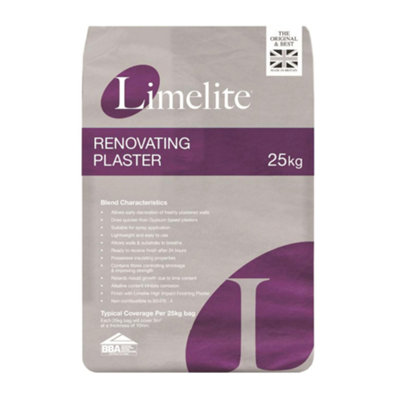 Limelite Renovating Plaster 5 x 25kg Bags | DIY at B&Q