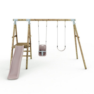 Limited Edition Rebo Double Wooden Swing Set with Slide - Odyssey ...