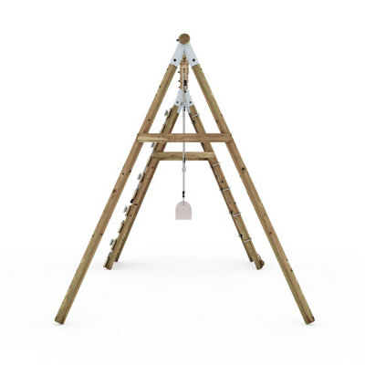 Limited Edition Rebo Wooden Double Swing Set with Up and Over Climbing ...