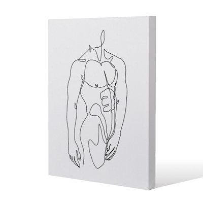 line art of male body (Canvas Print) / 77 x 51 x 4cm | DIY at B&Q