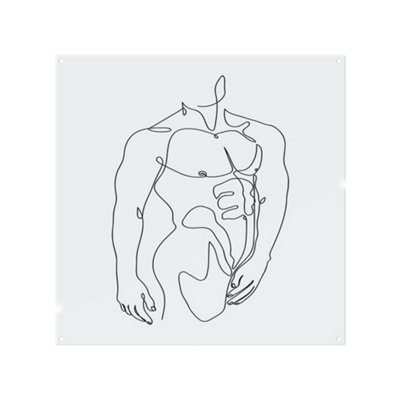 line art of male body Designer Splash Back designer style