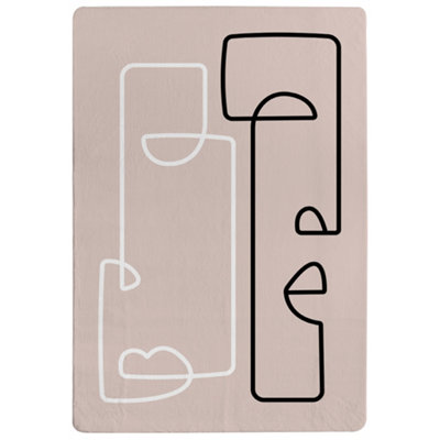 Line Art Of Two Faces Designer Special Soft Home Rug