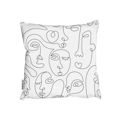 Line Drawing Of Faces (Cushion) / 45cm x 45cm | DIY at B&Q