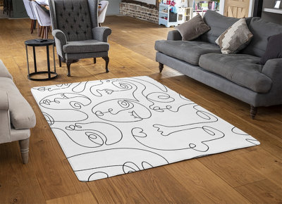 Line Drawing Of Faces Designer Special Soft Home Rug
