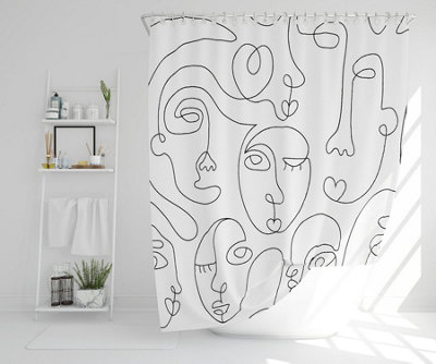 line drawing of faces (Shower Curtain) / Default Title