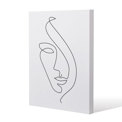 Line Face drawing (Canvas Print) / 46 x 31 x 4cm | DIY at B&Q