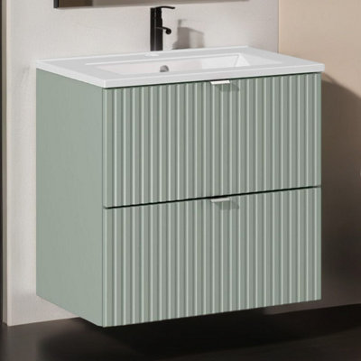 Line Reed 2 Drawer Bathroom Cabinet Vanity Unit 60cm with Built-In ...
