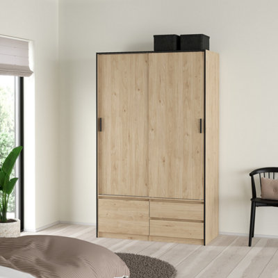 Line Wardrobe with 2 Sliding Doors 1 Small Door and 2 drawers in ...