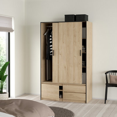 Line Wardrobe with 2 Sliding Doors 1 Small Door and 2 drawers in ...
