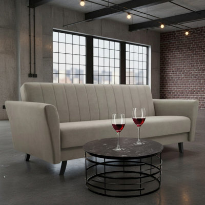 LINEA Beige Sofa Bed Pull Out Sleeping Function with Bonell Springs and ...