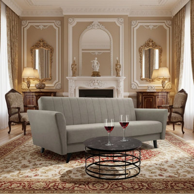 LINEA Beige Sofa Bed Pull Out Sleeping Function with Bonell Springs and ...