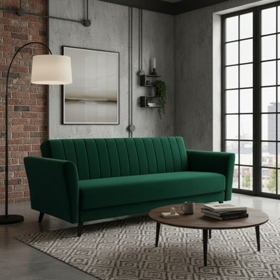 LINEA Green Sofa Bed Pull Out Sleeping Function with Bonell Springs and ...