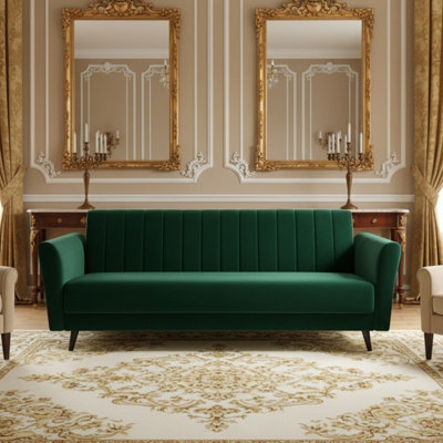 LINEA Green Sofa Bed Pull Out Sleeping Function with Bonell Springs and ...