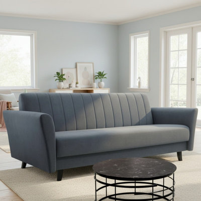 LINEA Grey Sofa Bed Pull Out Sleeping Function with Bonell Springs and ...