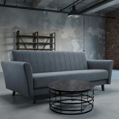 LINEA Grey Sofa Bed Pull Out Sleeping Function with Bonell Springs and ...