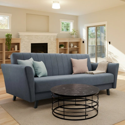 LINEA Grey Sofa Bed Pull Out Sleeping Function with Bonell Springs and ...
