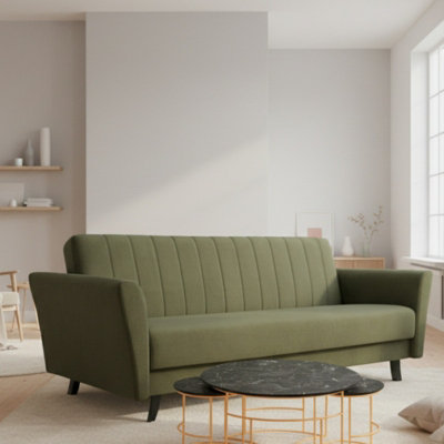 LINEA Khaki Sofa Bed Pull Out Sleeping Function with Bonell Springs and ...