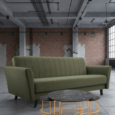 LINEA Khaki Sofa Bed Pull Out Sleeping Function with Bonell Springs and ...