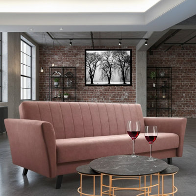 LINEA Pink Sofa Bed Pull Out Sleeping Function with Bonell Springs and ...