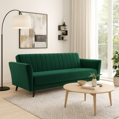 LINEA Sofa Bed with Storage Compartment Bonell Springs Pull Out Sleep ...