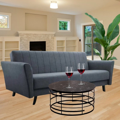 LINEA Sofa Bed with Storage Compartment Bonell Springs Pull Out Sleep ...