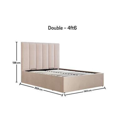 Linea Stone Cream Upholstered Ottoman Storage - Double 4ft6 Bed Frame Only